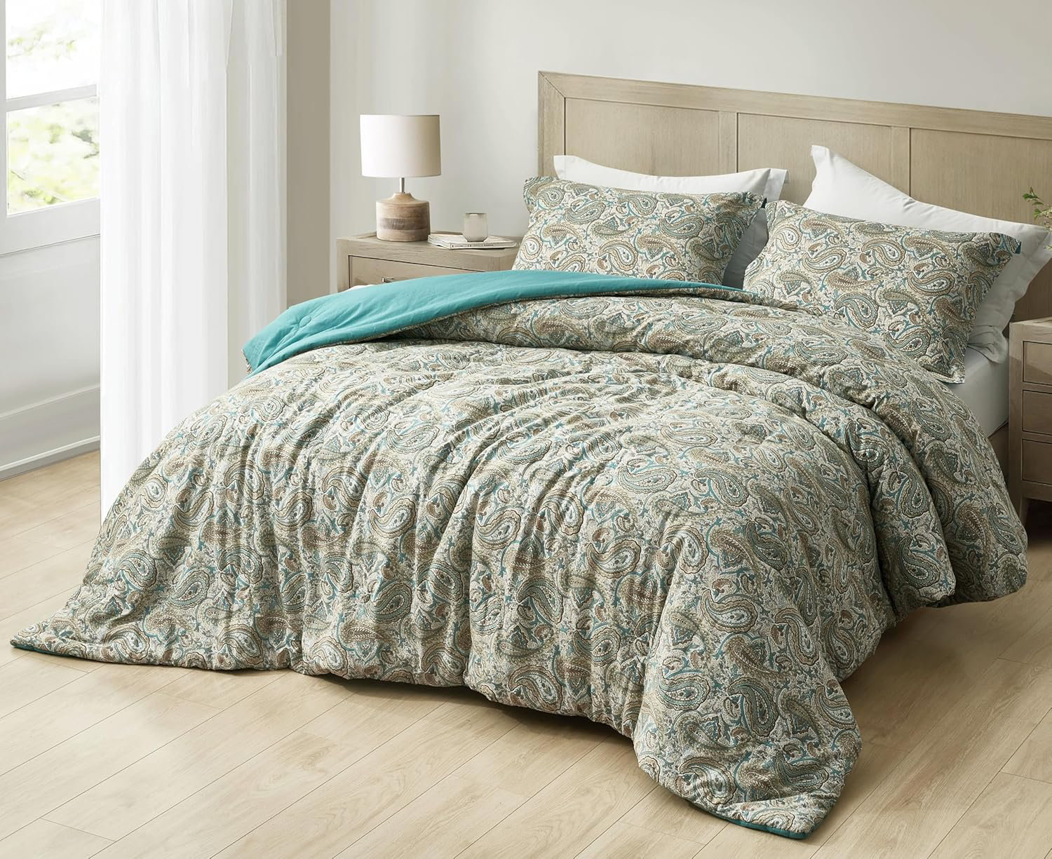 Chezmoi Collection Presley Paisley Floral Printed Reversible Washed ...