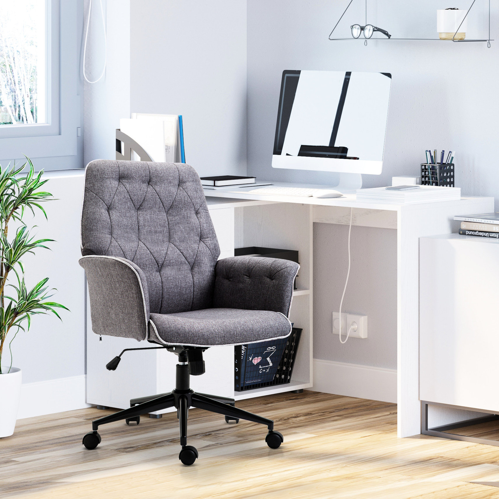 Latitude Run® Dark Grey Computer Work Chair - , Adjustable In Height ...
