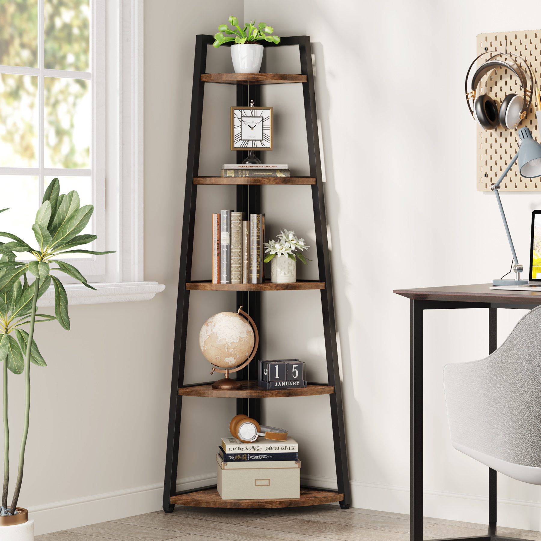 Wade Logan® Berks Corner Bookcase & Reviews | Wayfair