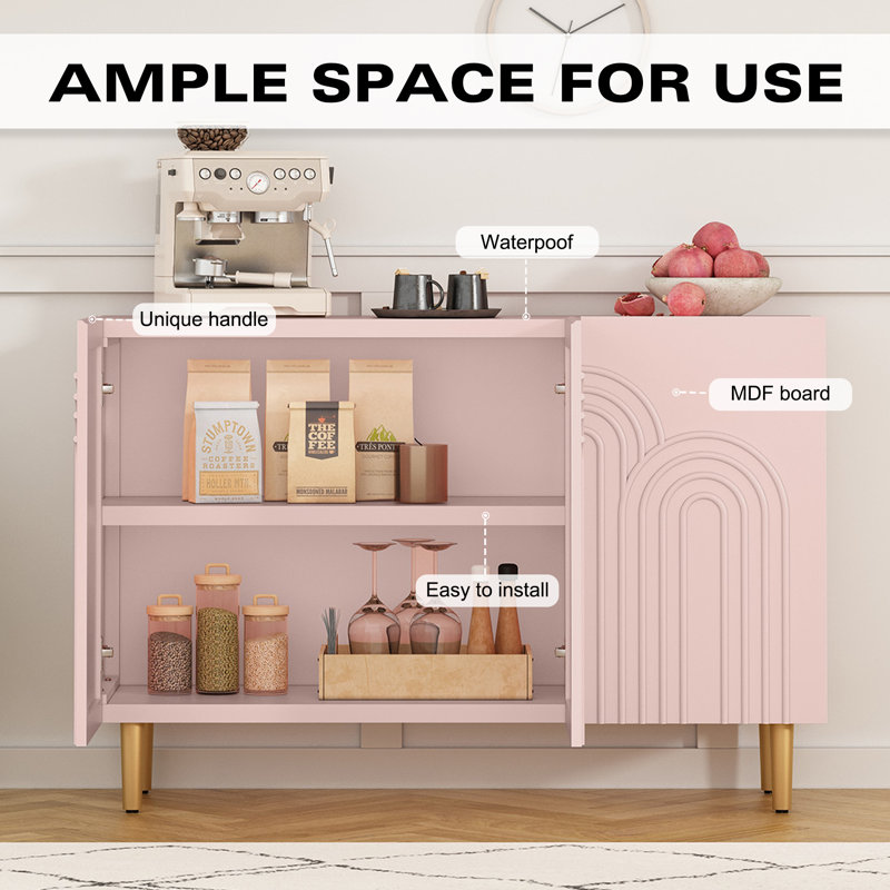 Mercer41 Sirgio 47.2'' Sideboard Buffet Cabinet with 3 Doors for ...