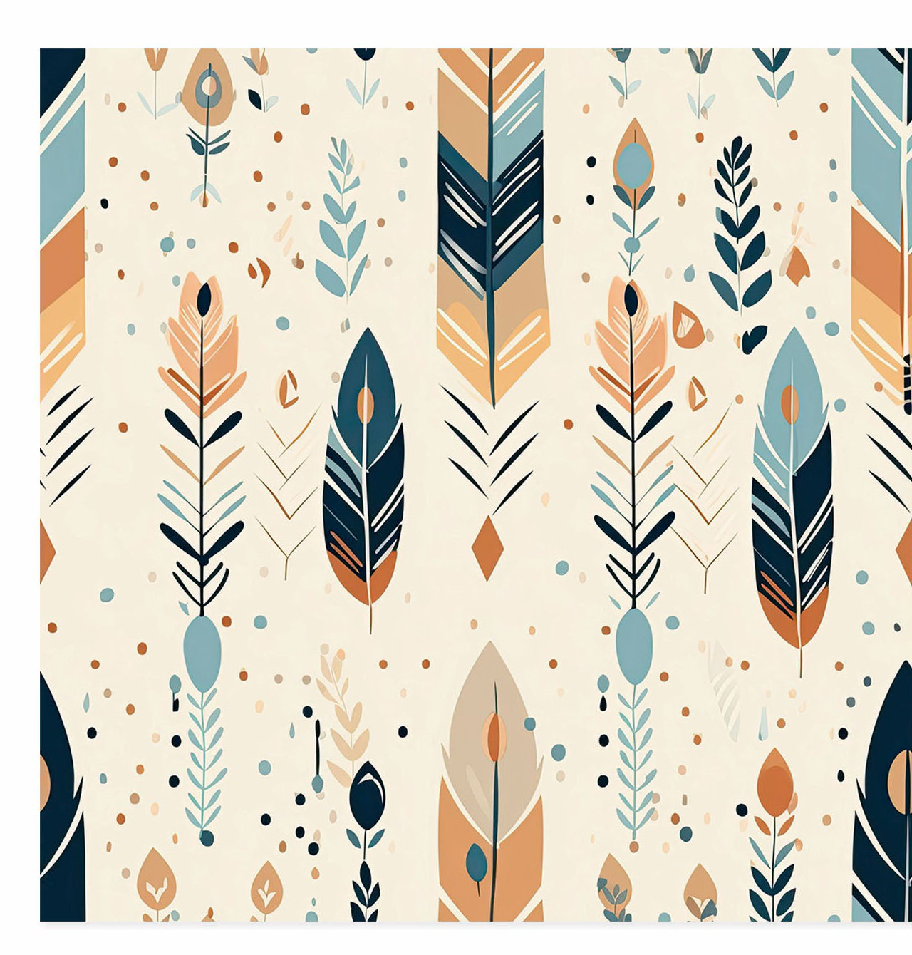 Bungalow Rose Fashion and Glam Boho Feather Pattern II Bohemian ...