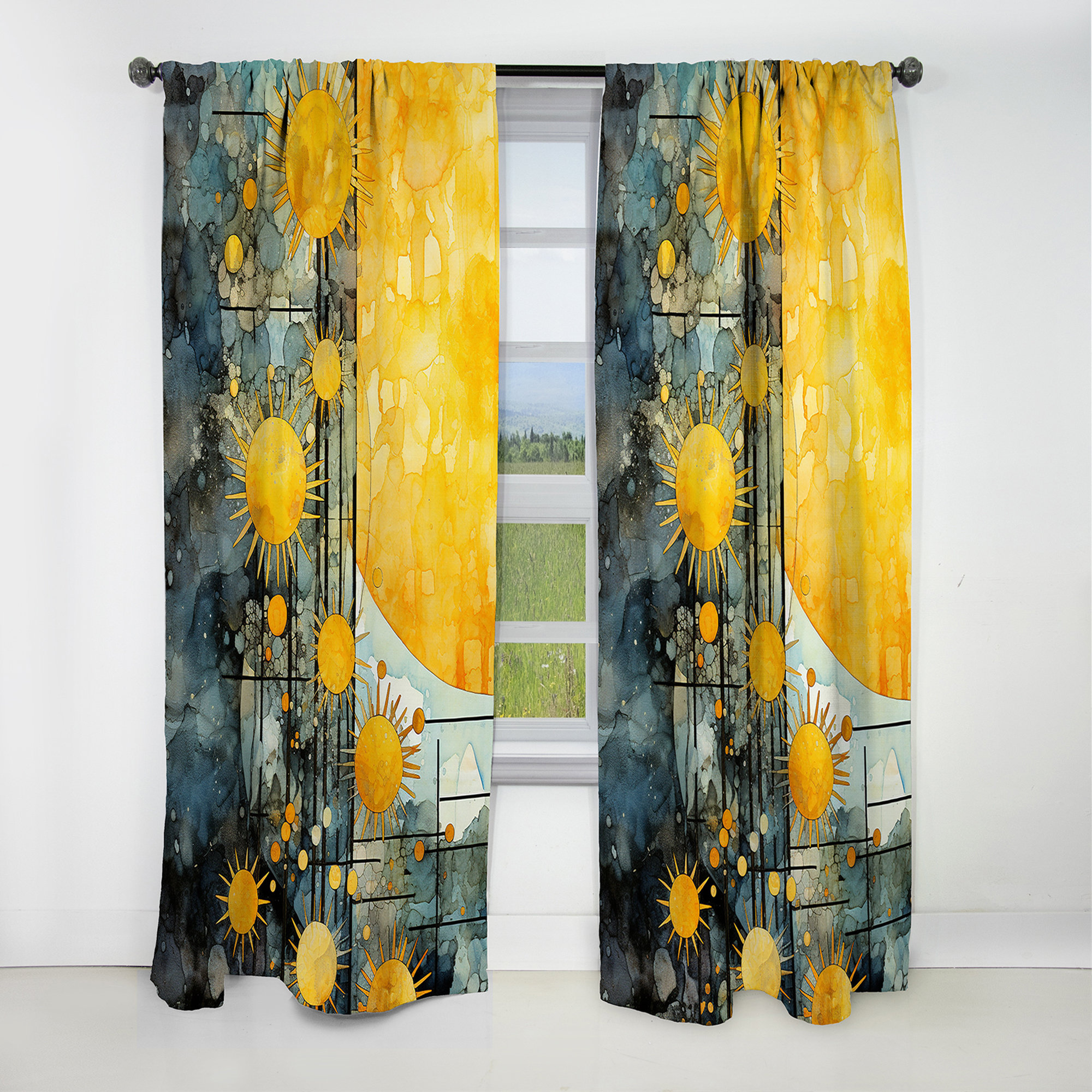 East Urban Home Bachman - Collages Abstract Blackout Curtain - 1 Panels ...