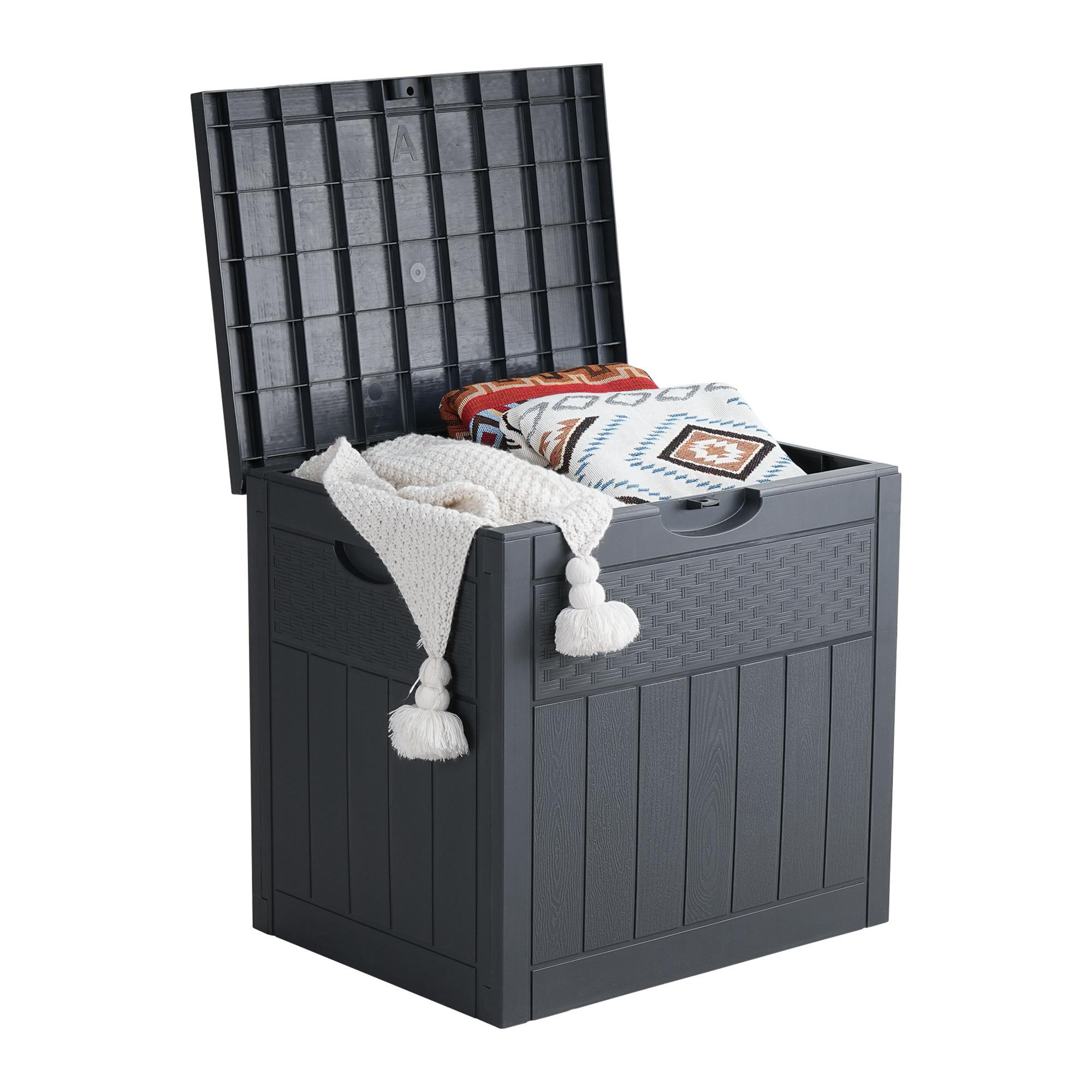 EHHLY 33 Gallon Deck Box, Small Outdoor Storage Box Waterproof ...