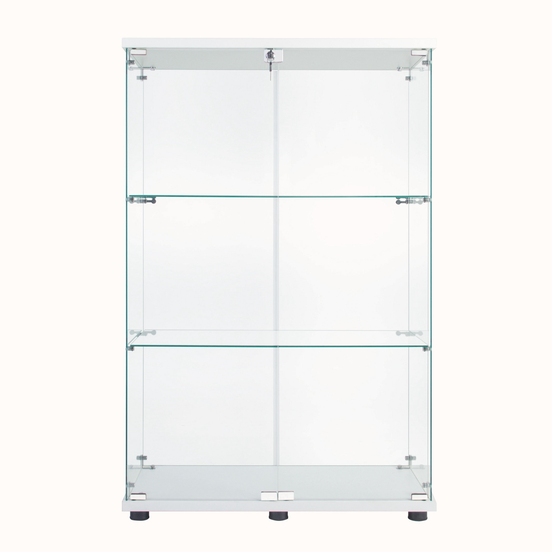 Ebern Designs Kayly Lockable Two Door Glass Cabinet,Modern Glass ...