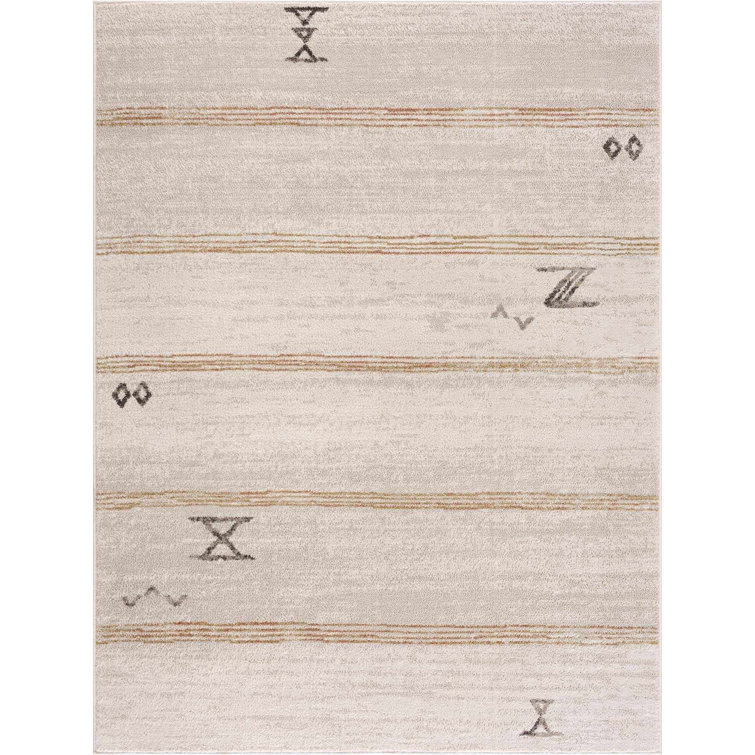 Union Rustic Dera Striped Abstract Beige Area Rug | Wayfair