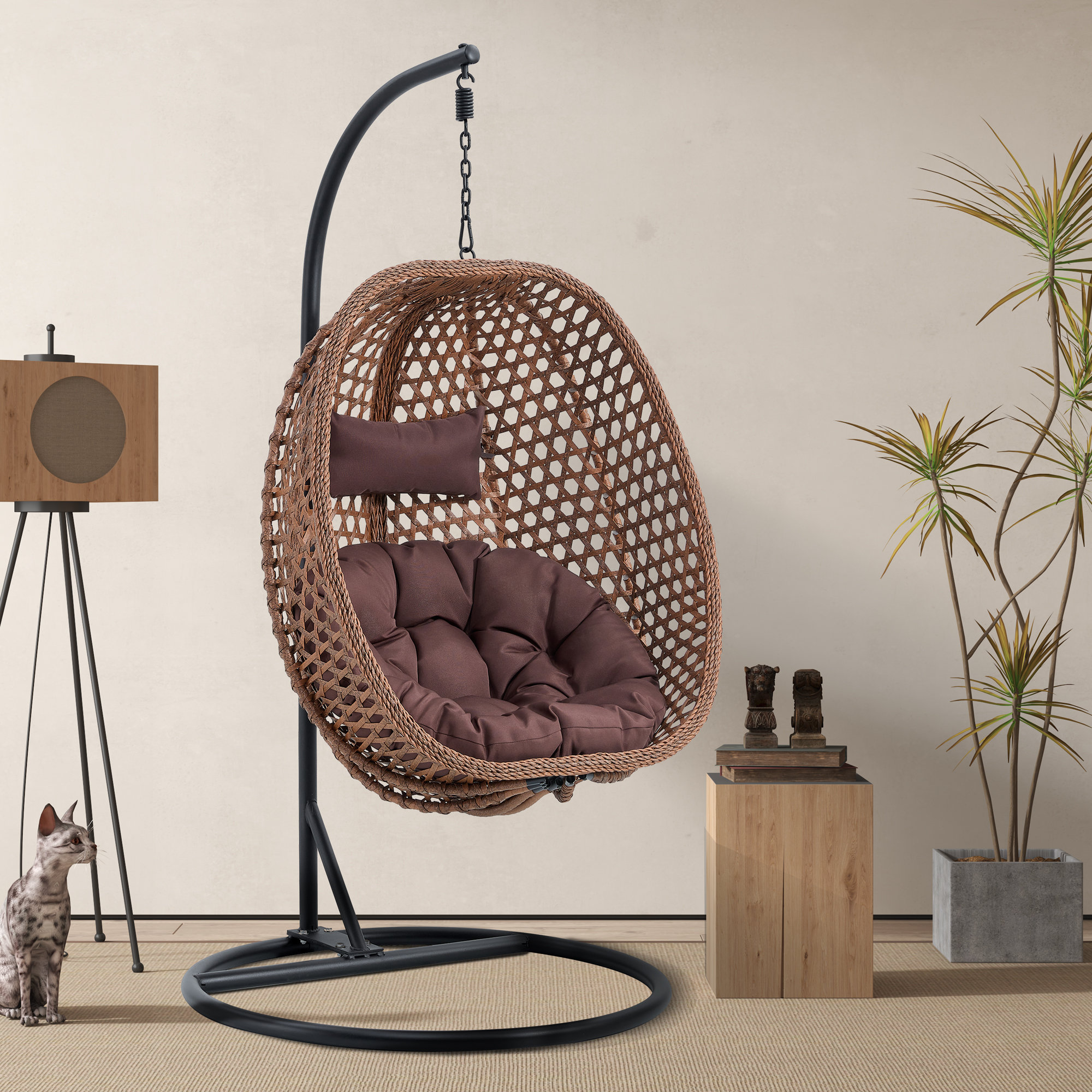 Dakota Fields Charlie-Jade Single Person Wicker Porch Swing with Stand ...