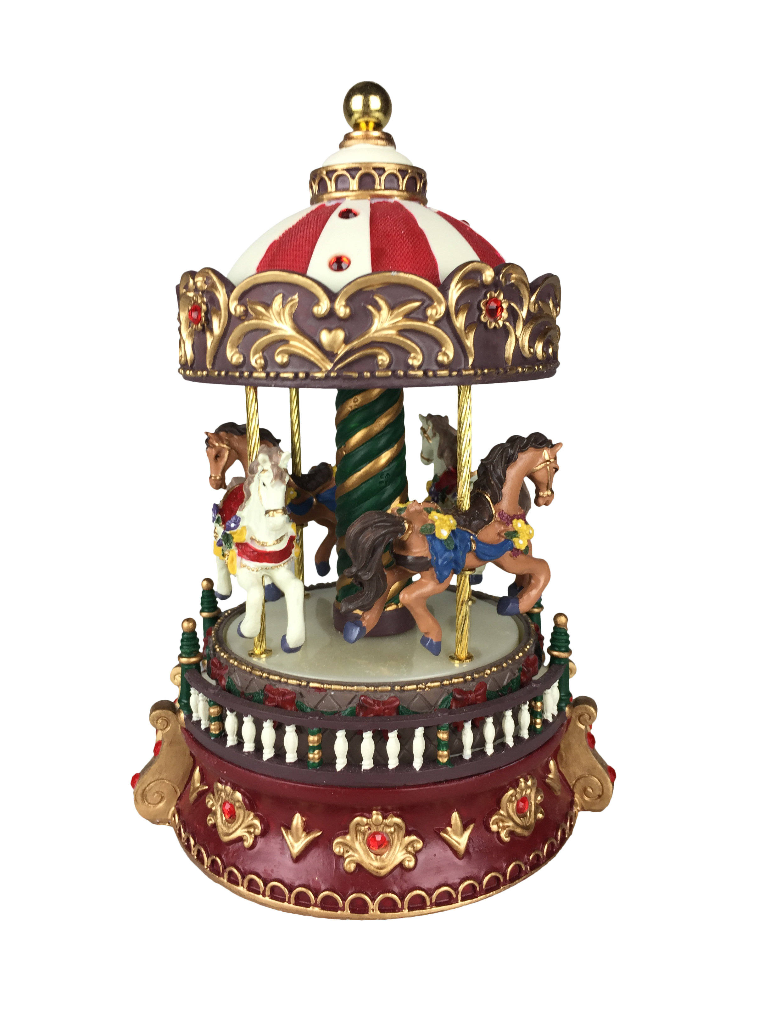 Trinx Carousel With Red Glittering Stones Made Of Polystone. Melody ...