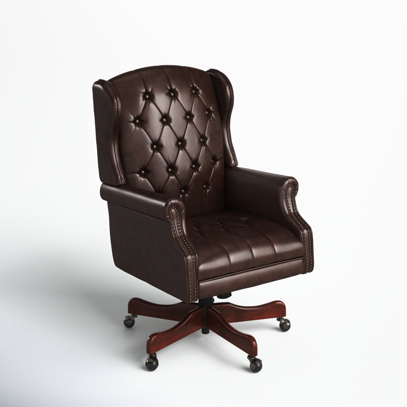 Steelside™ Swain Faux Leather Task Chair with Tufted Back and Nailhead ...