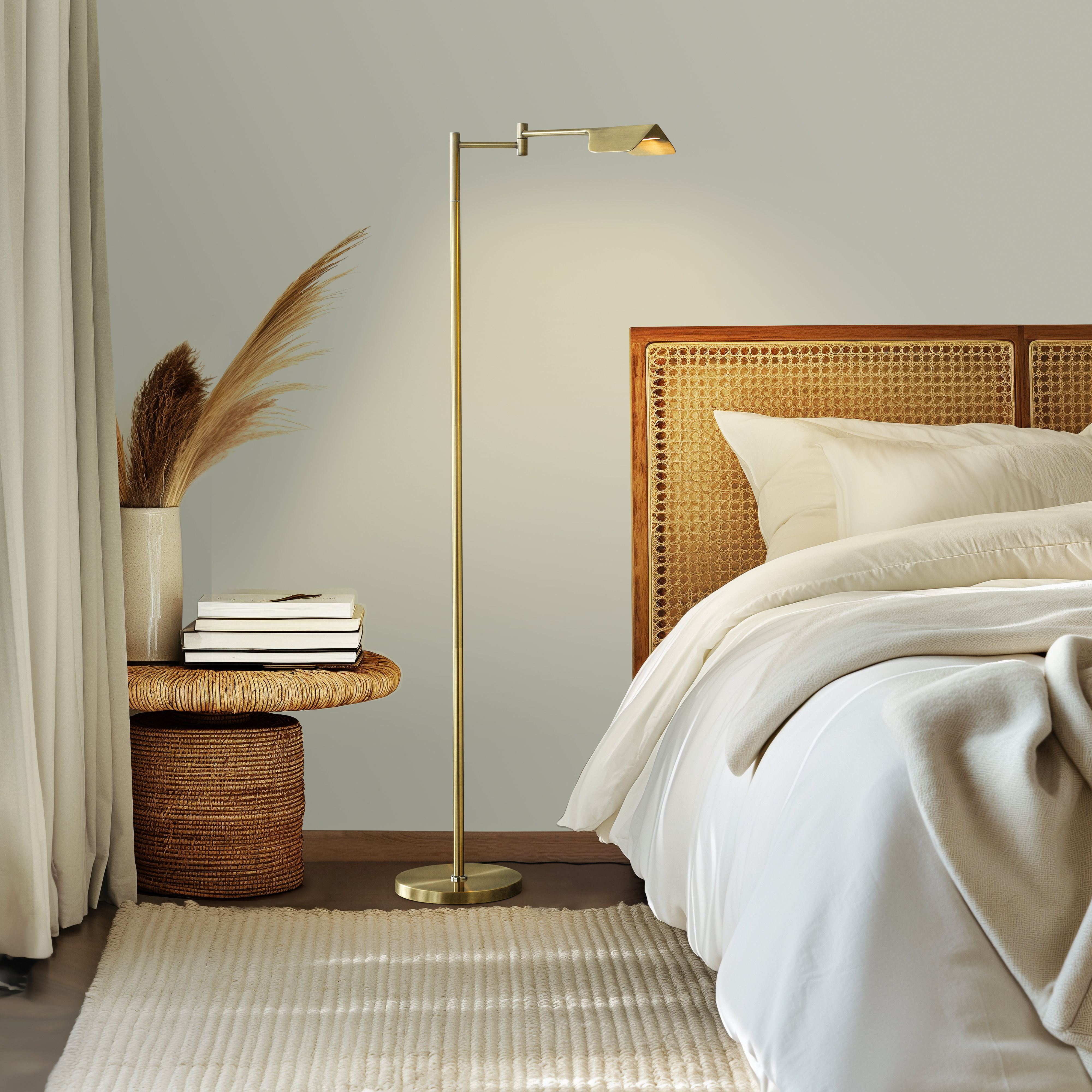 Brightech Leaf 53 in. Industrial Vintage Reading Floor Lamp with Metal ...