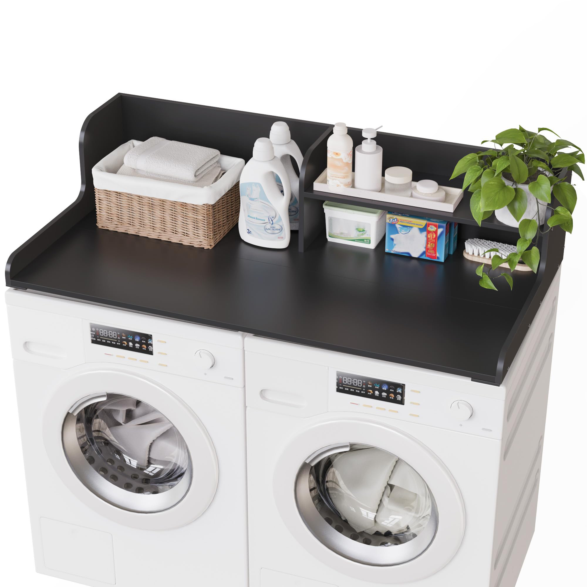 chuangyanUS Washer Dryer Wood Countertop With Shelf, Laundry Topper ...