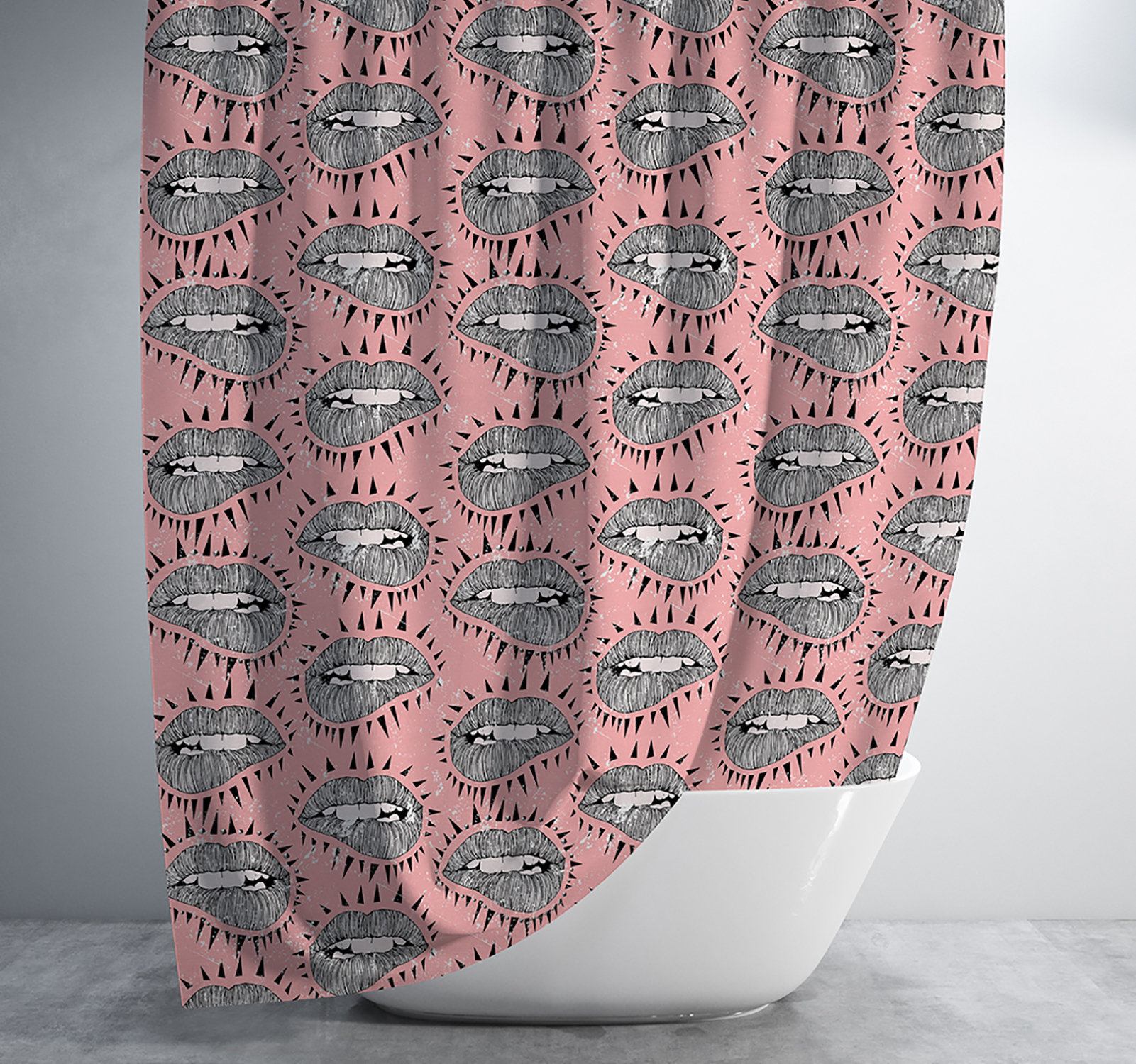 Trinx Pink Lips Grunge Shower Curtain - Wayfair Canada