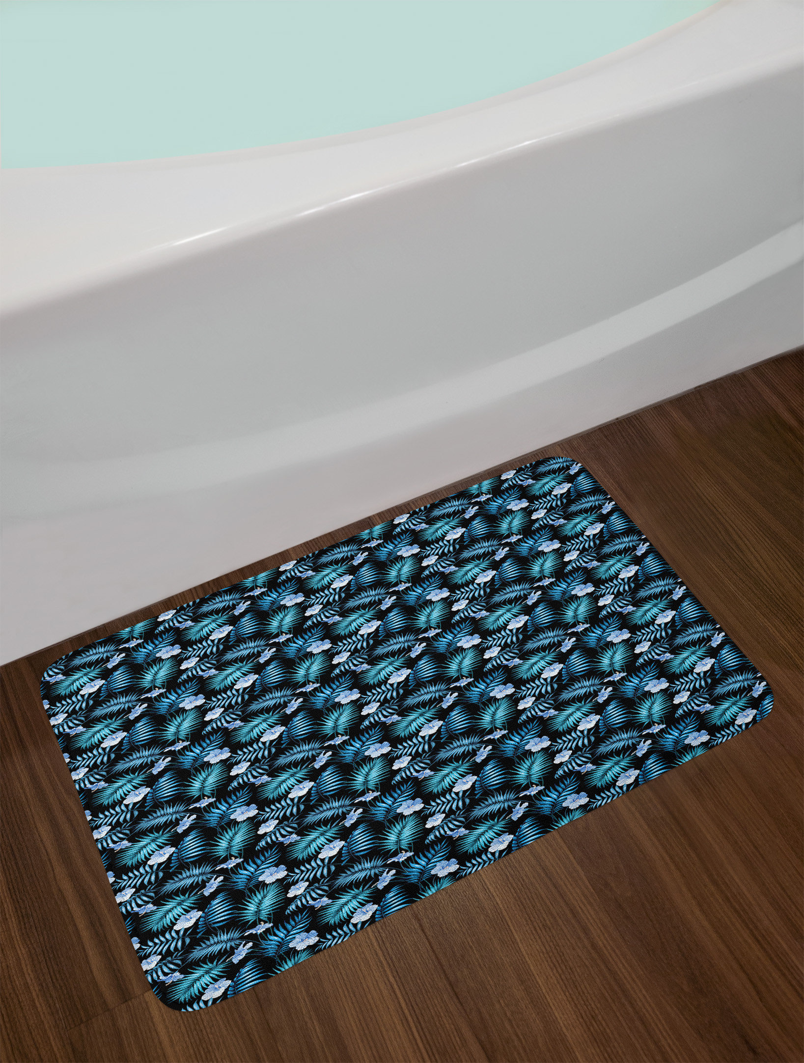 East Urban Home Botanical Plush Bath Mat, Hawaii Jungle Rainforest, 30. ...