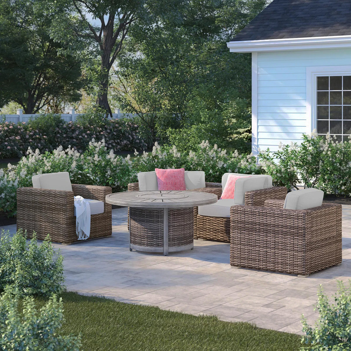 Rosecliff Heights Fully Assembled Patio Seating Group For 4 With ...