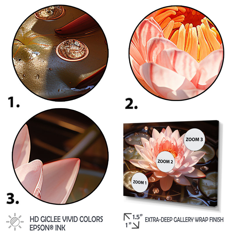 Bungalow Rose Pink Glow Sunshine Lily Pads - Lily Multipanel Wall Art ...