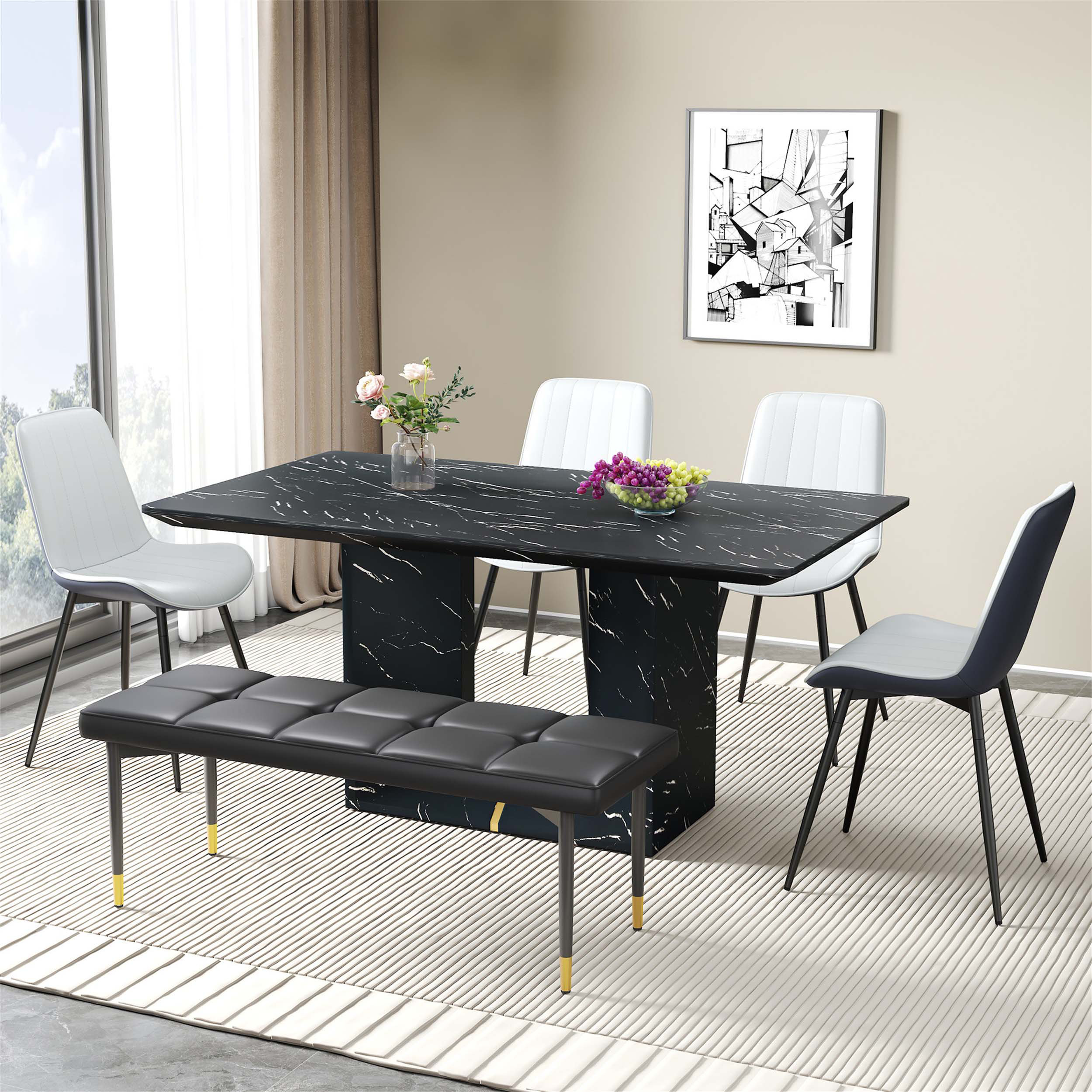 Ivy Bronx Modern Dining Set with Table and Multiple Seating Options, A ...
