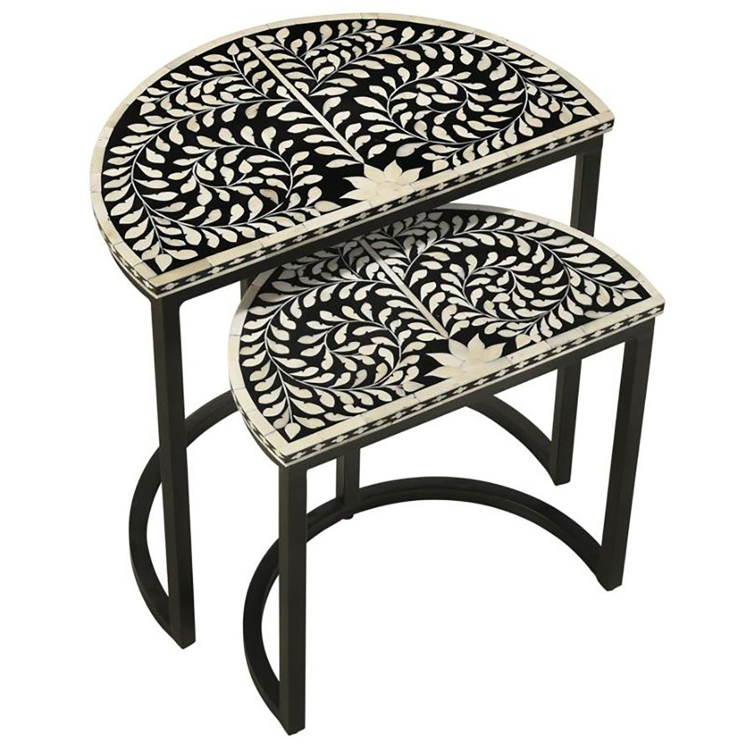 Bloomsbury Market Andrene Black and White Half-moon 2-Piece Nesting Tables - Wayfair Canada