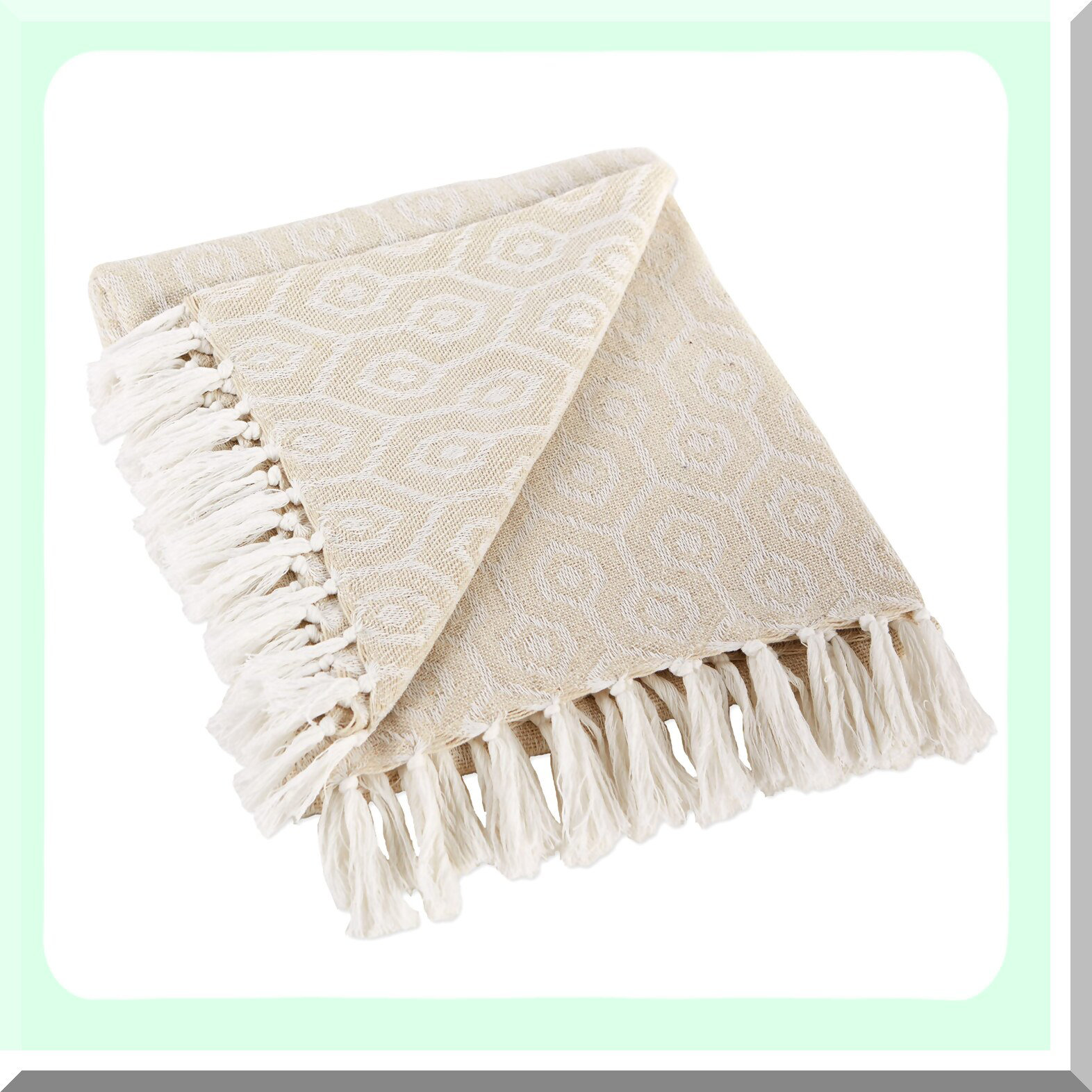 BRBCA CozyGeo Cotton Throw: Modern Geometric Blanket with Fringe for ...