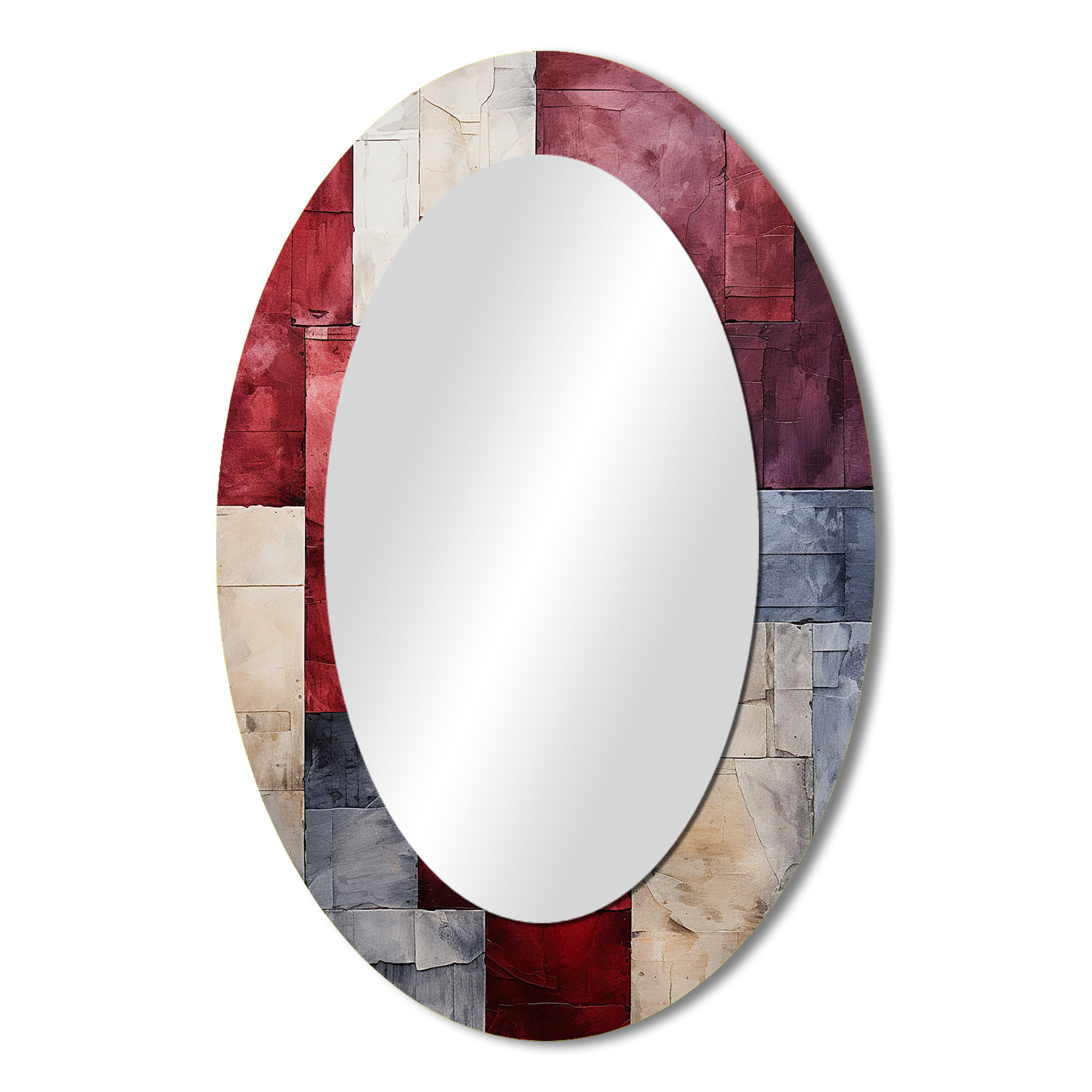Latitude Run® Maroon Mosaics Abstract Shapes - Abstract Oval Decorative ...