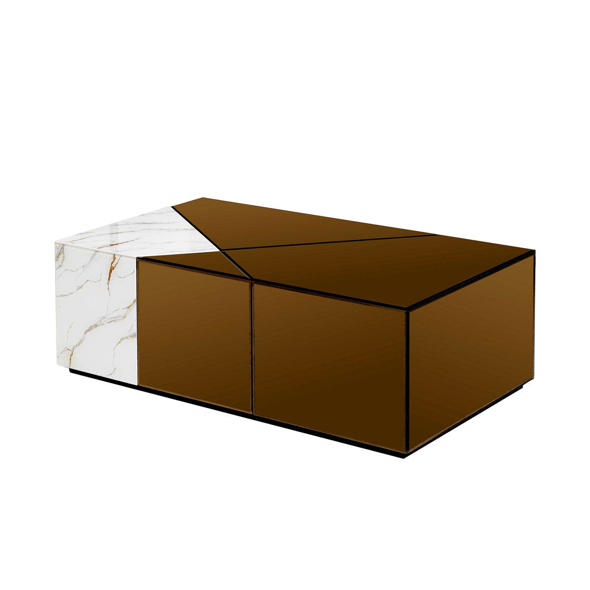 Latitude Run® 39.37''W Mirrored Modern Block Coffee Table | Wayfair