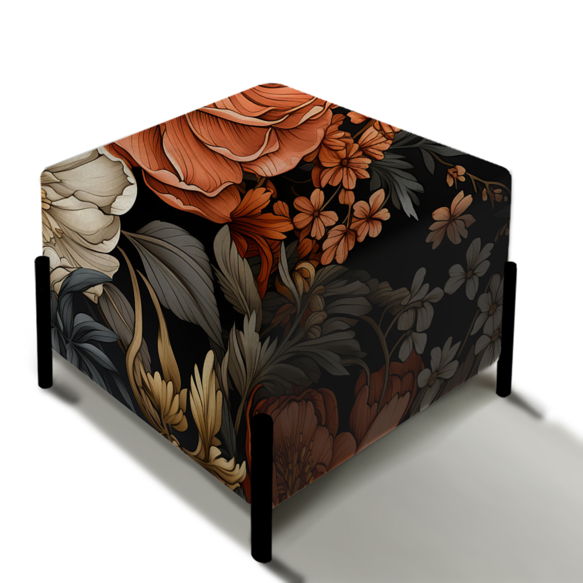 Design Art Splendid Marigold Mosaic Collage - Floral Square Ottoman ...