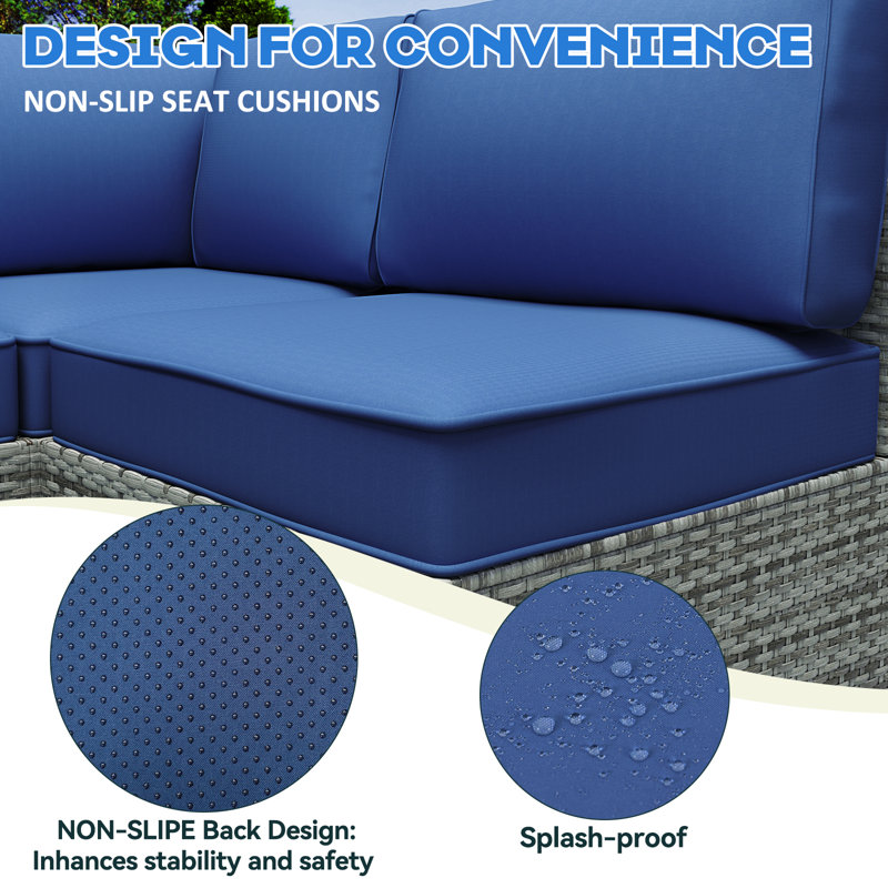 Latitude Run® Outdoor Cushions Set Of 14 For 7 Pieces Sectional Rattan ...