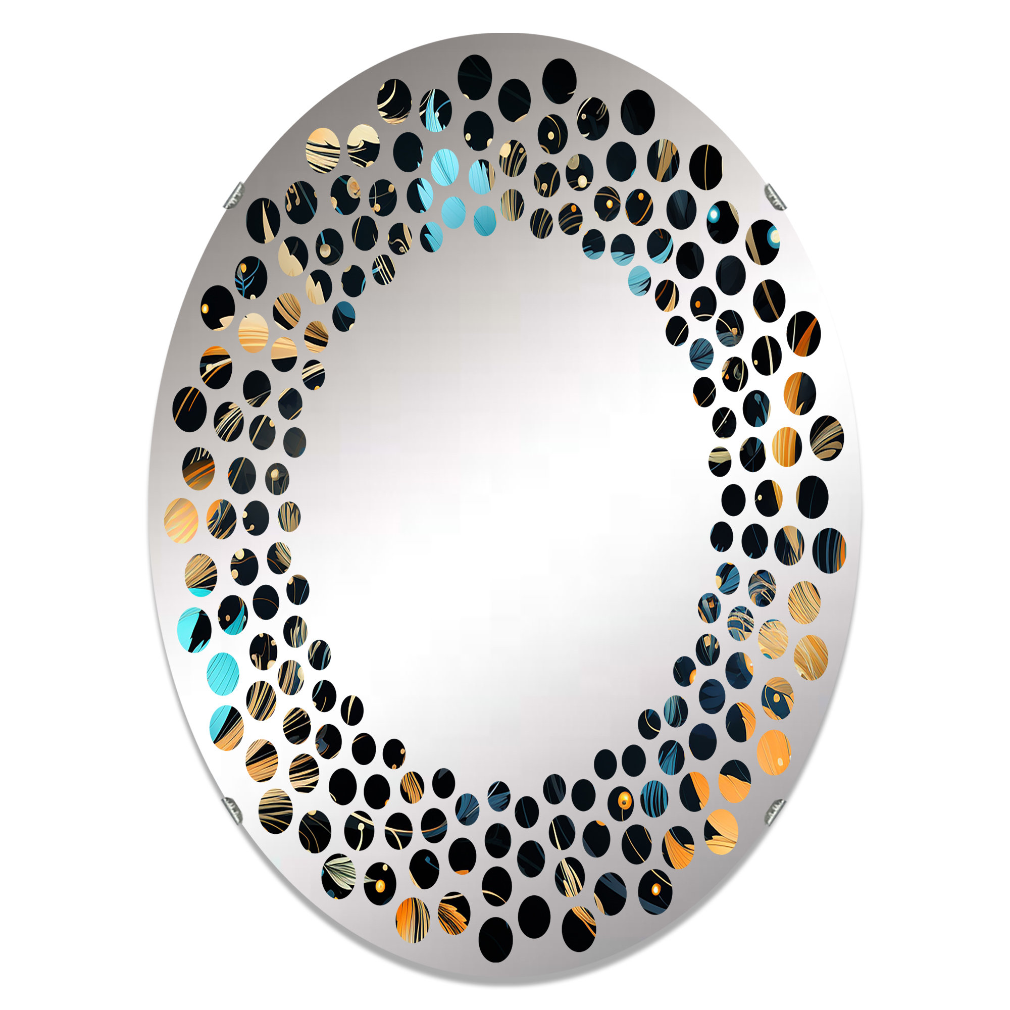 Design Art Eclectic Boho Feather Pattern I - Polka Dot Wall Mirror Oval ...