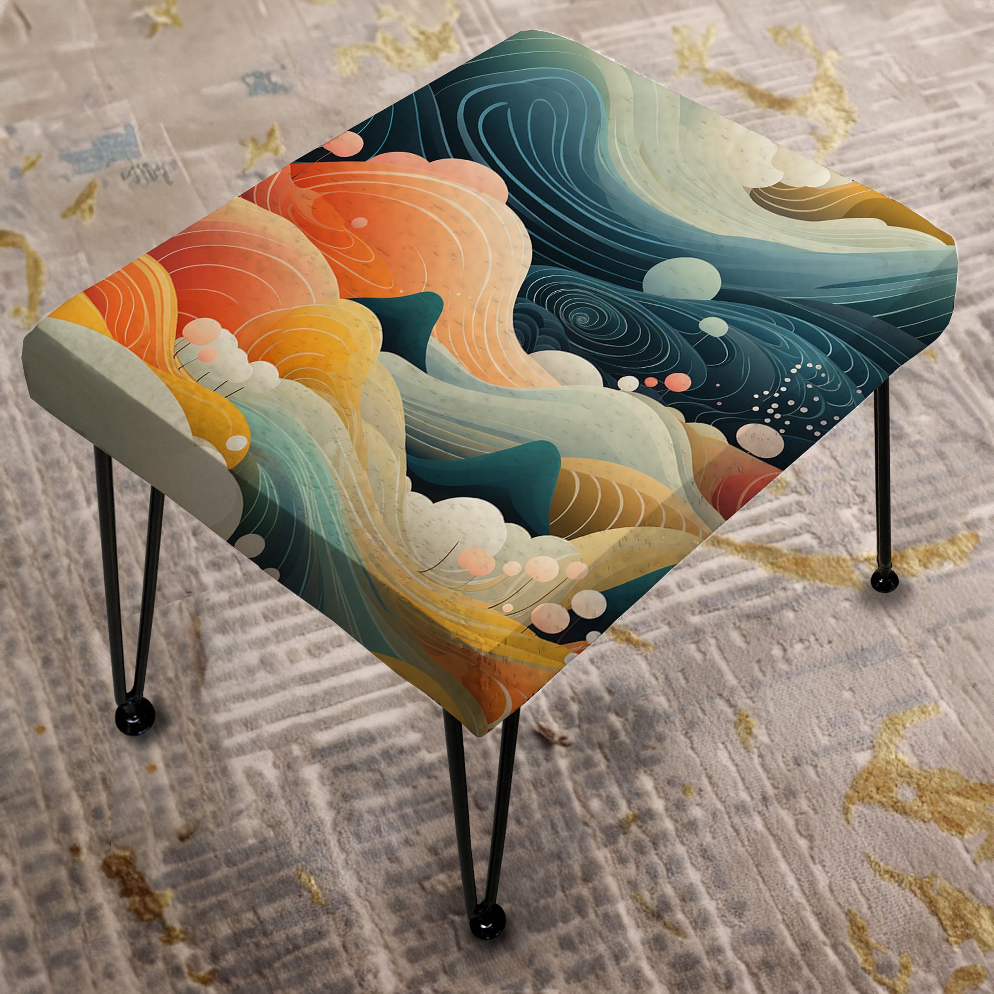 Design Art Teal Zen Landscape Harmony - Coastal Rectangle Ottoman | Wayfair