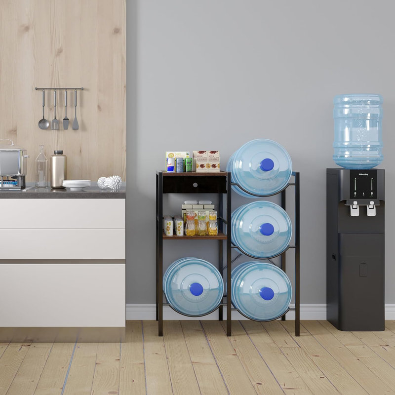 17 Stories 3-Tier Water Bottle Holder With Drawer,Double Row | Wayfair