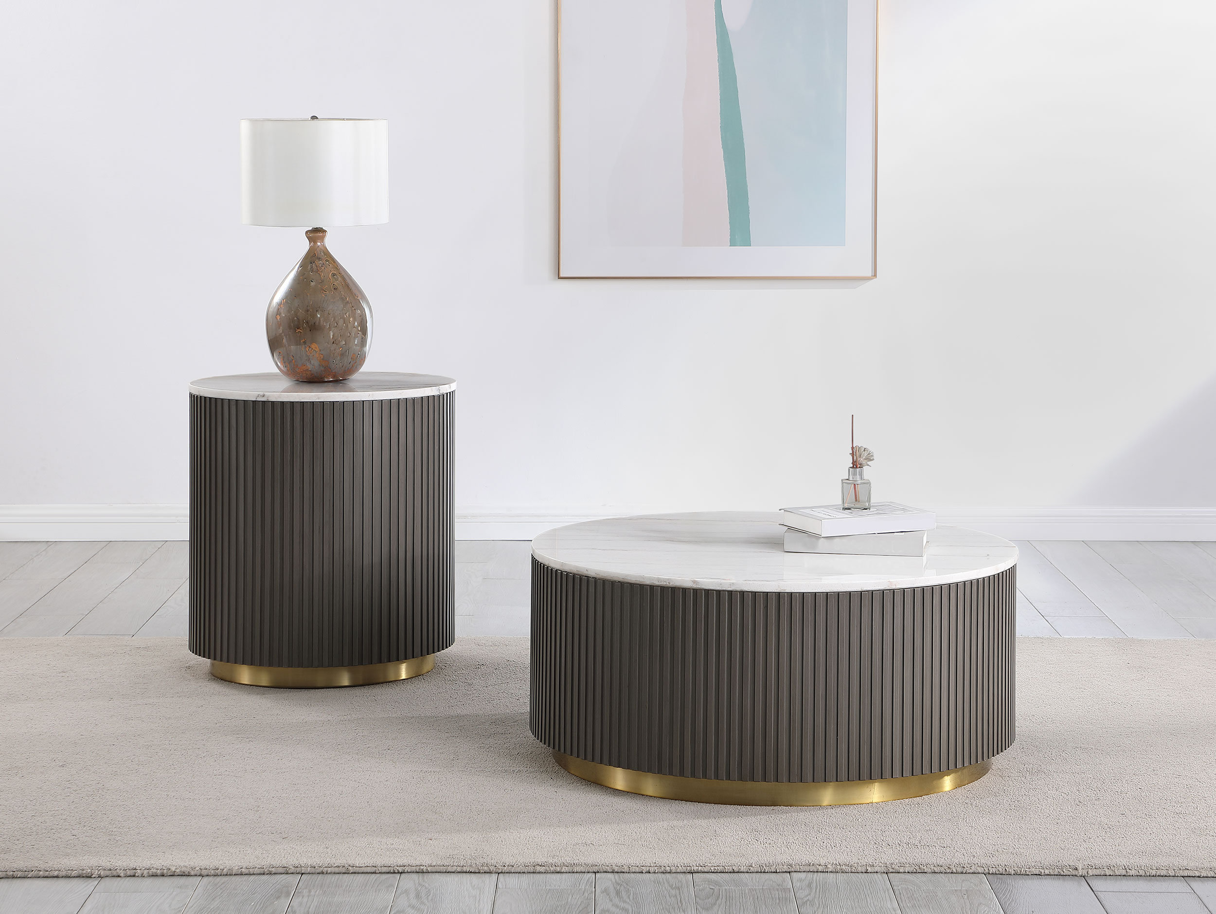 Mercer41 Eastwood Round Marble Coffee And End Table Set White & Reviews ...