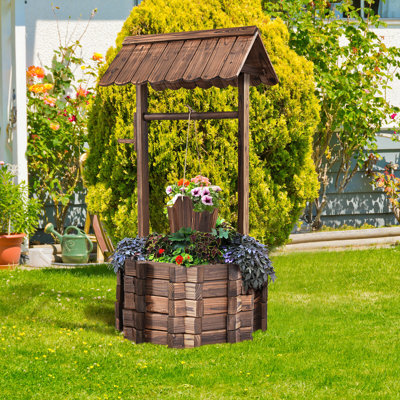 Loon Peak® Dontrelle 54"Hx25.2"W Decorative Wooden Wishing Well Outdoor ...