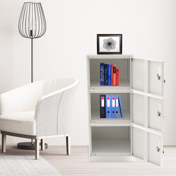 Inbox Zero 3 Door Vertical Stackable Storage Cabinet with Lock | Wayfair