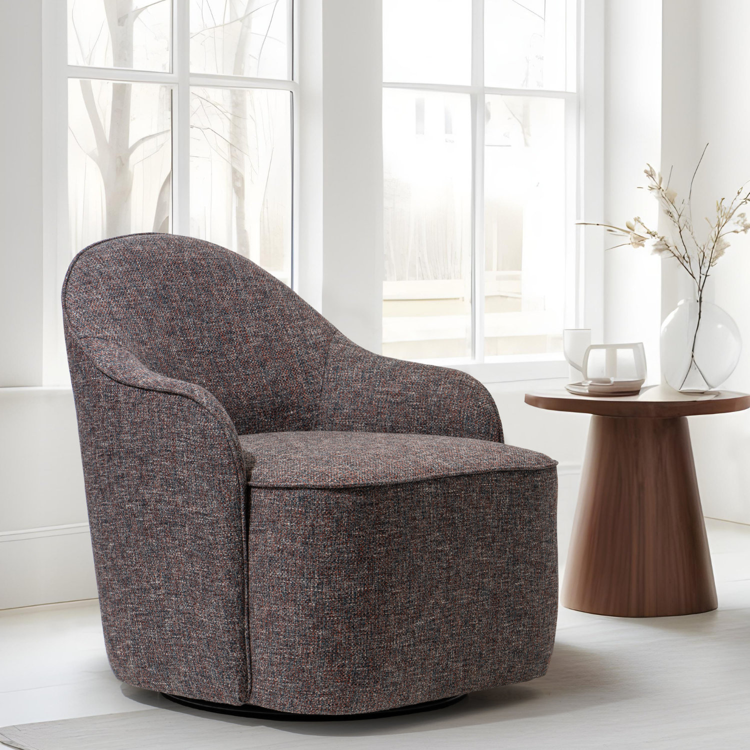 Lark Manor™ Harless Swivel Accent Chair Upholstered Performance Fabric ...