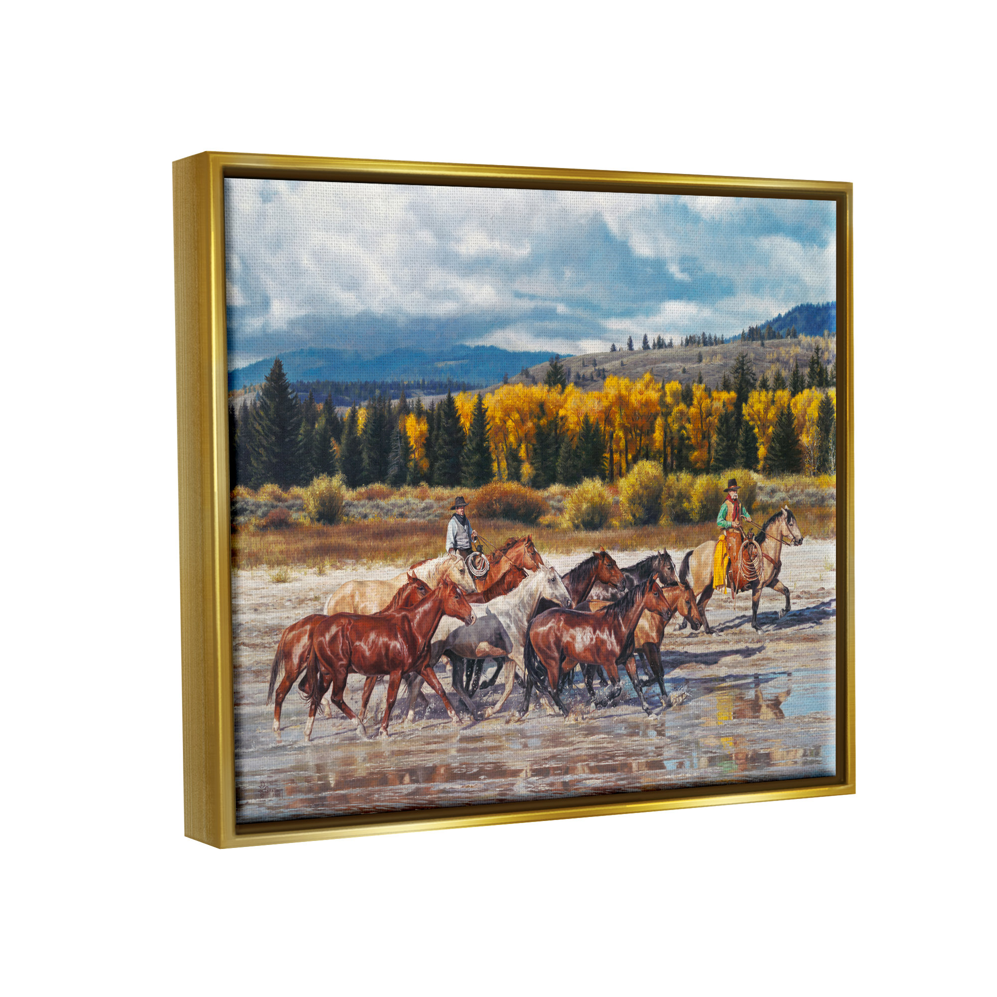 Stupell Industries Cowboys Galloping River Landscape by David Graham ...