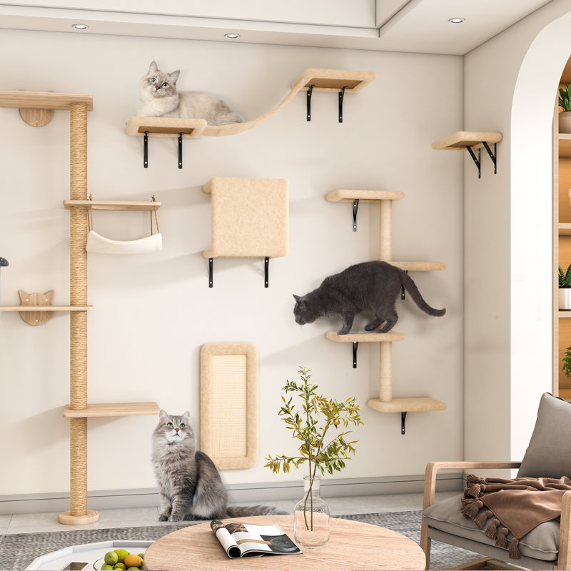 Tucker Murphy Pet™ Damyanti Wall-mounted Cat Tree Shelved 6 Pcs ...