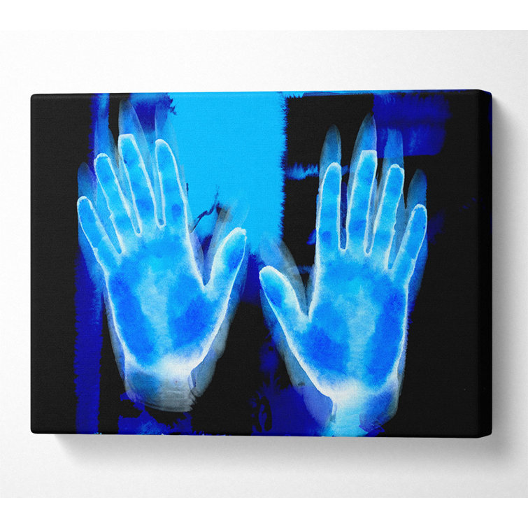 Metro Lane Vibrant Blue Hand Prints - Wrapped Canvas Art Prints ...