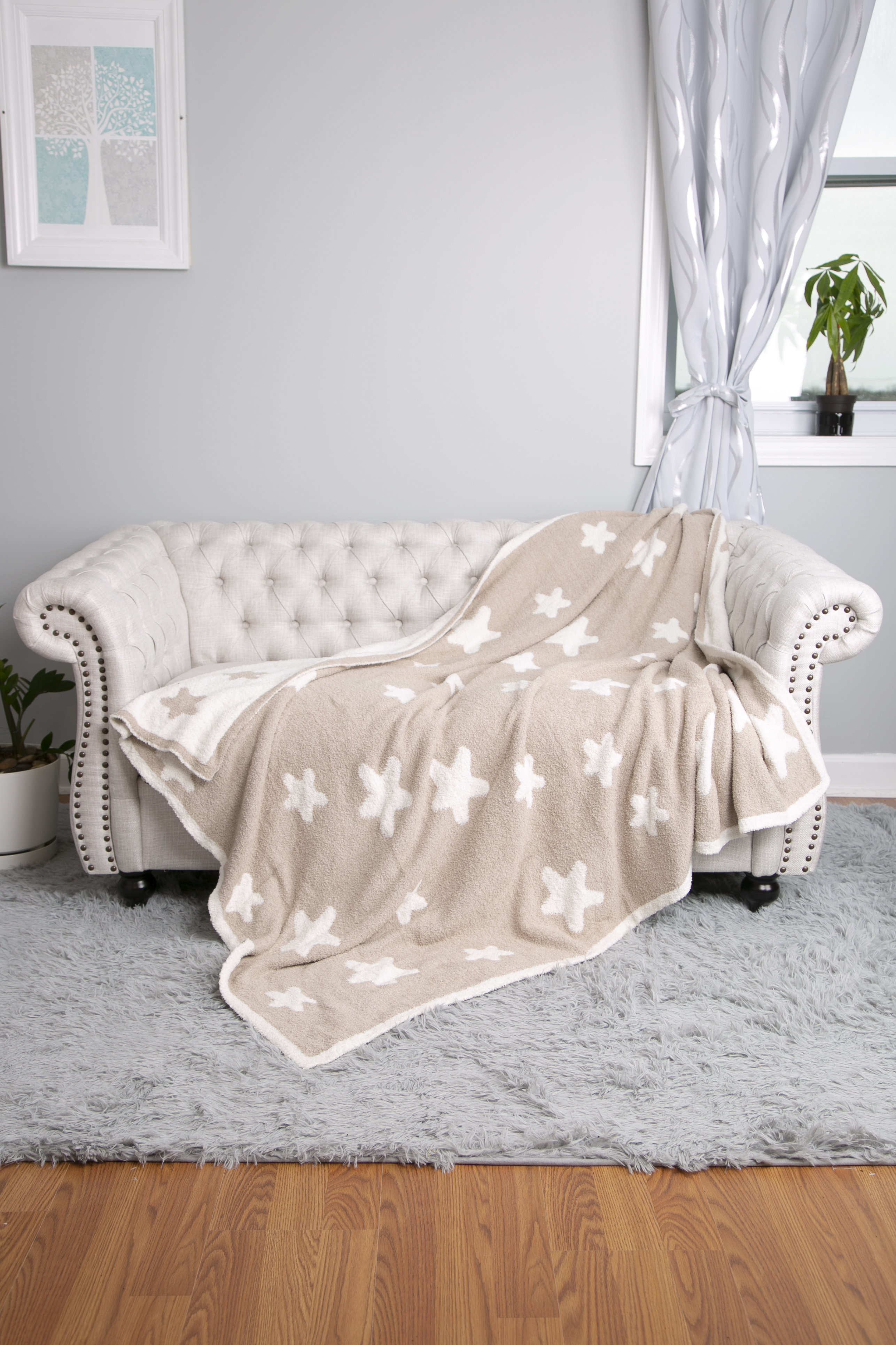 COMFYLUXE Star Pattern Luxury Soft Throw Blanket - BEIGE | Wayfair