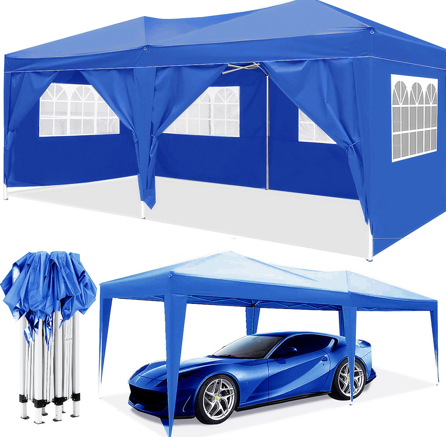 Lipoton Pop Up Canopy Outdoor Portable Folding Tent With 6 Removable ...
