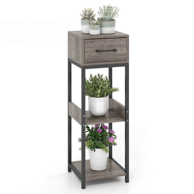 17 Stories 1 Pack 3 Tier Indoor Tall Plant Stand With Drawer Anti ...