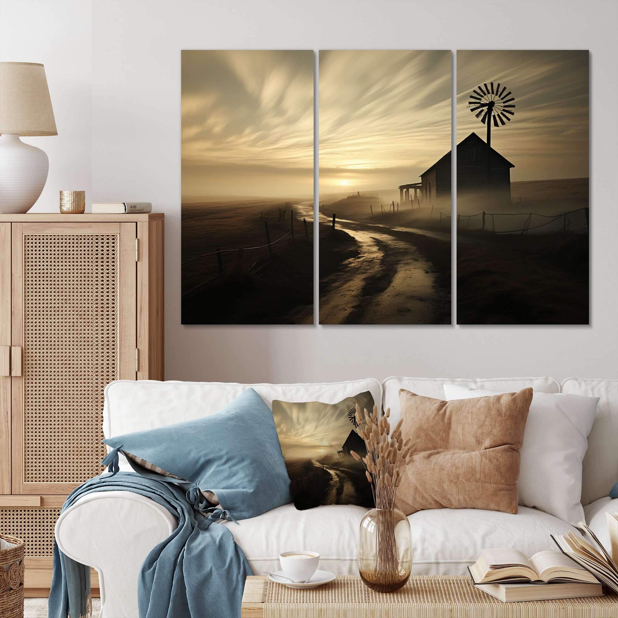 Design Art Wind Turbines Country Charm III - Wind Turbines Metal Wall ...