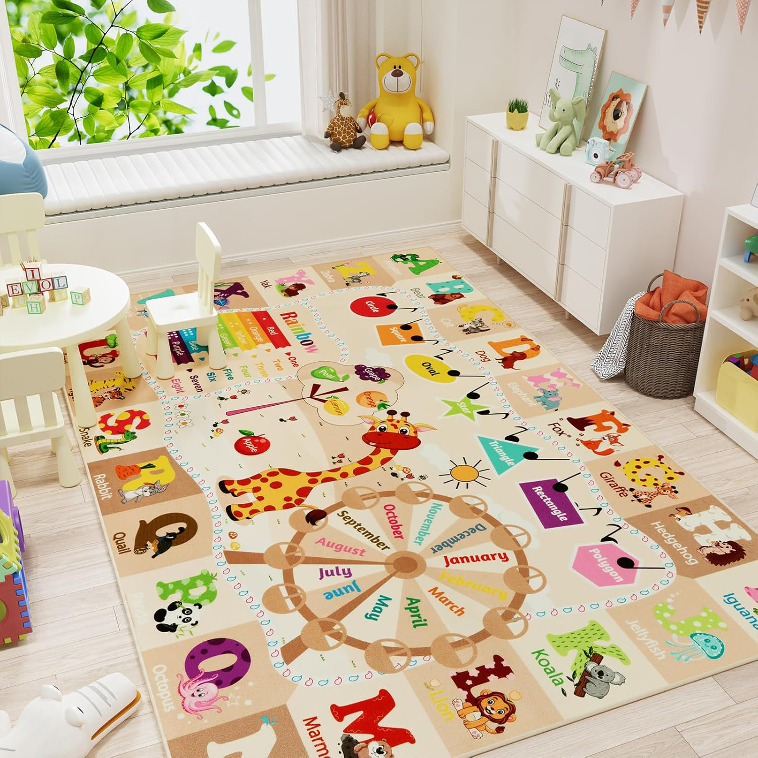 Red Barrel Studio Kids Playroom Rug 4X6 Beige Rugs For Girls Bedroom ...