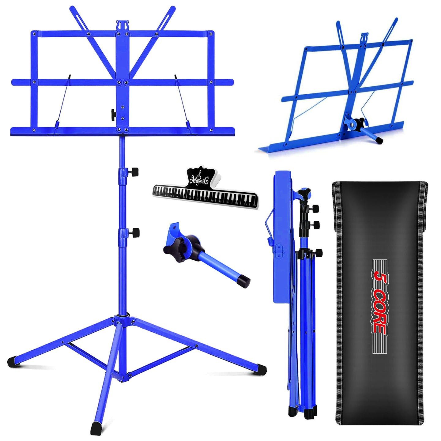 5 Core Music Stand For Sheet Music Portable Tripod Adjustable Folding ...
