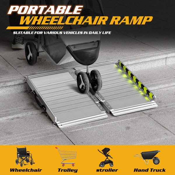 Magshion Aluminum Wheelchair Ramp Non-Skid 800 Lbs Capacity Foldable ...