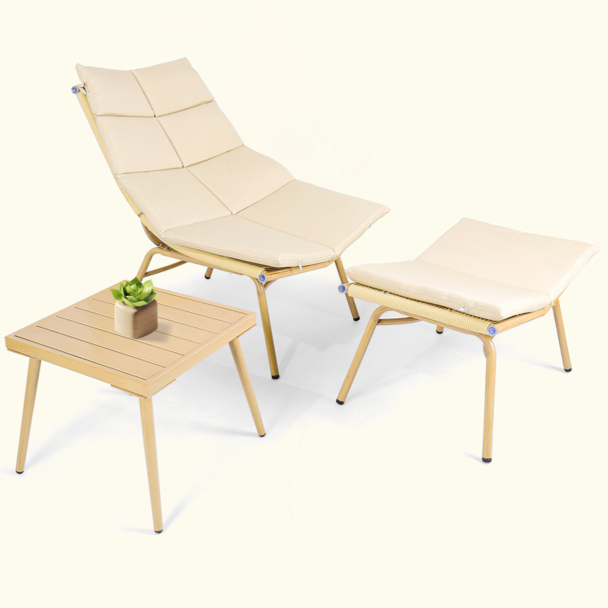 George Oliver Chaise Lounge Chair With Table For Outdoor Indoor Wood ...