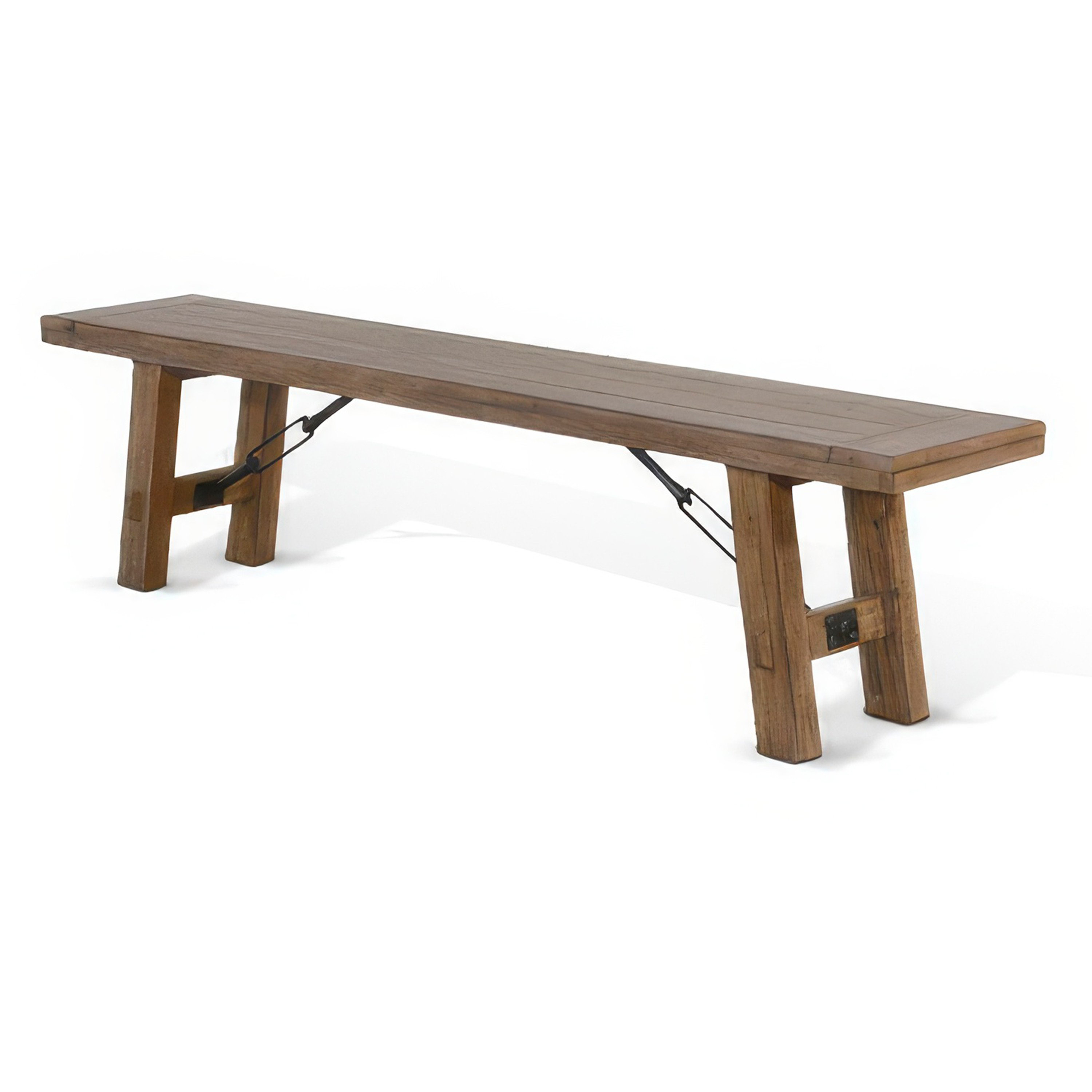 Benjara Yael Bench, 72 Inch Light Brown Mindi and Mahogany, Turnbuckle ...