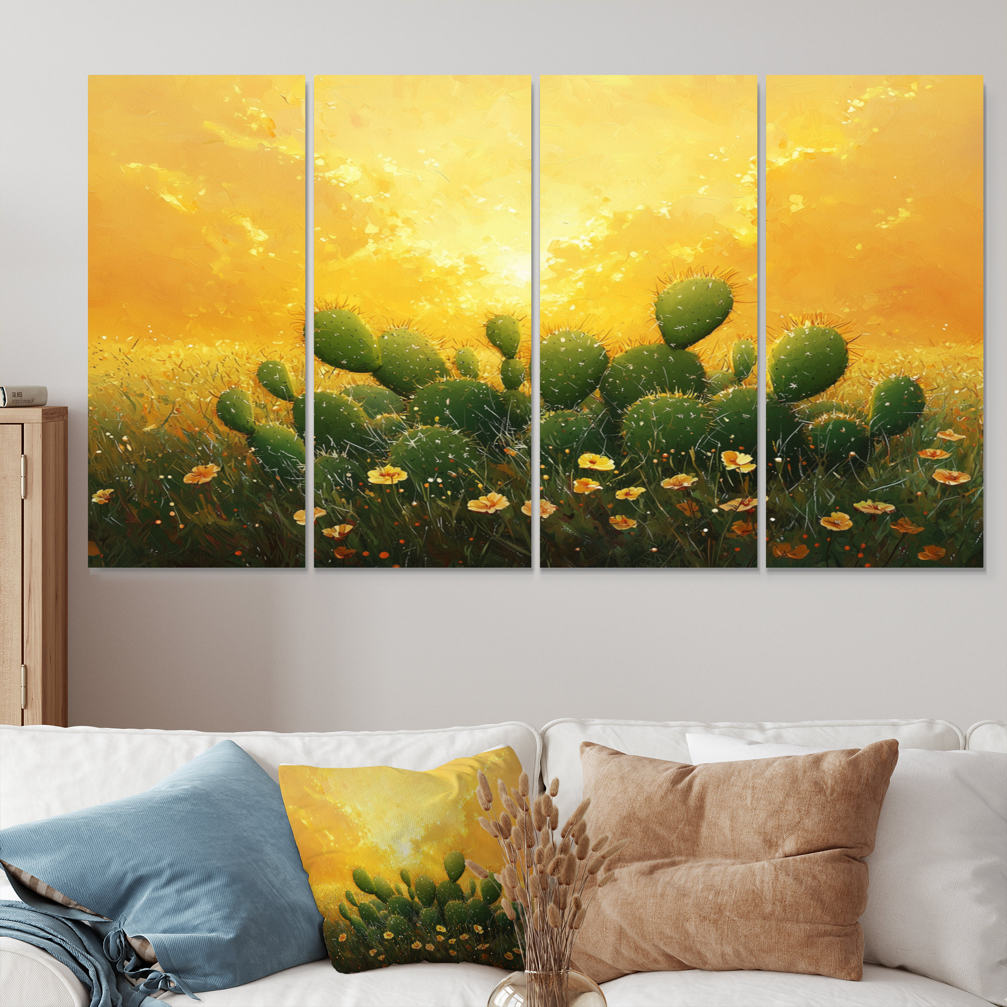 Dakota Fields Cacti In The Golden Light III - Floral Cactus Wall Art ...
