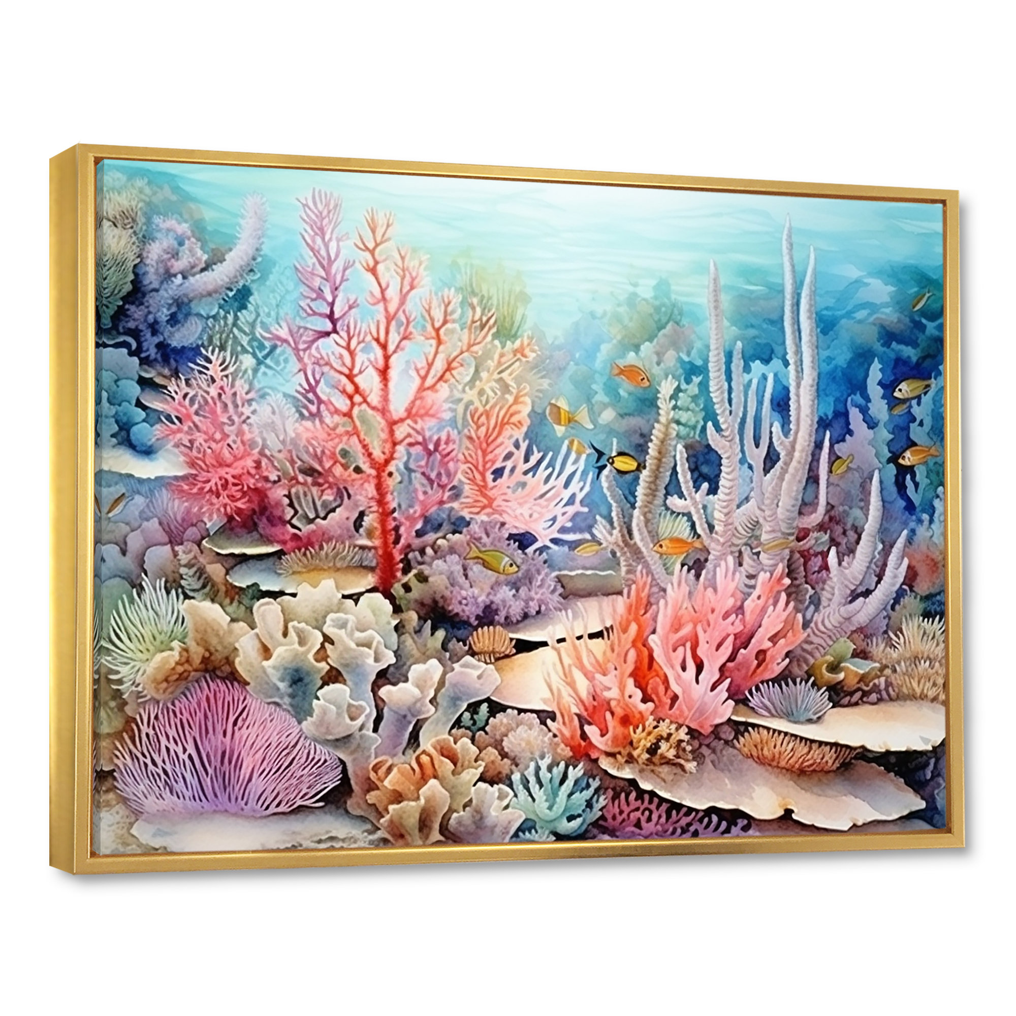 Highland Dunes Pink And Blue Under Water Coral Wold I On Canvas Print ...