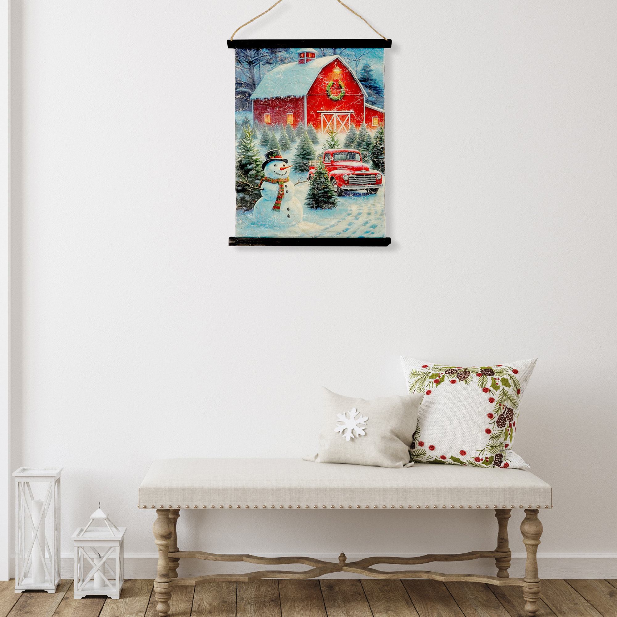 The Holiday Aisle® Crinkle Paper Wall Hanger (Snowman At The Barn ...