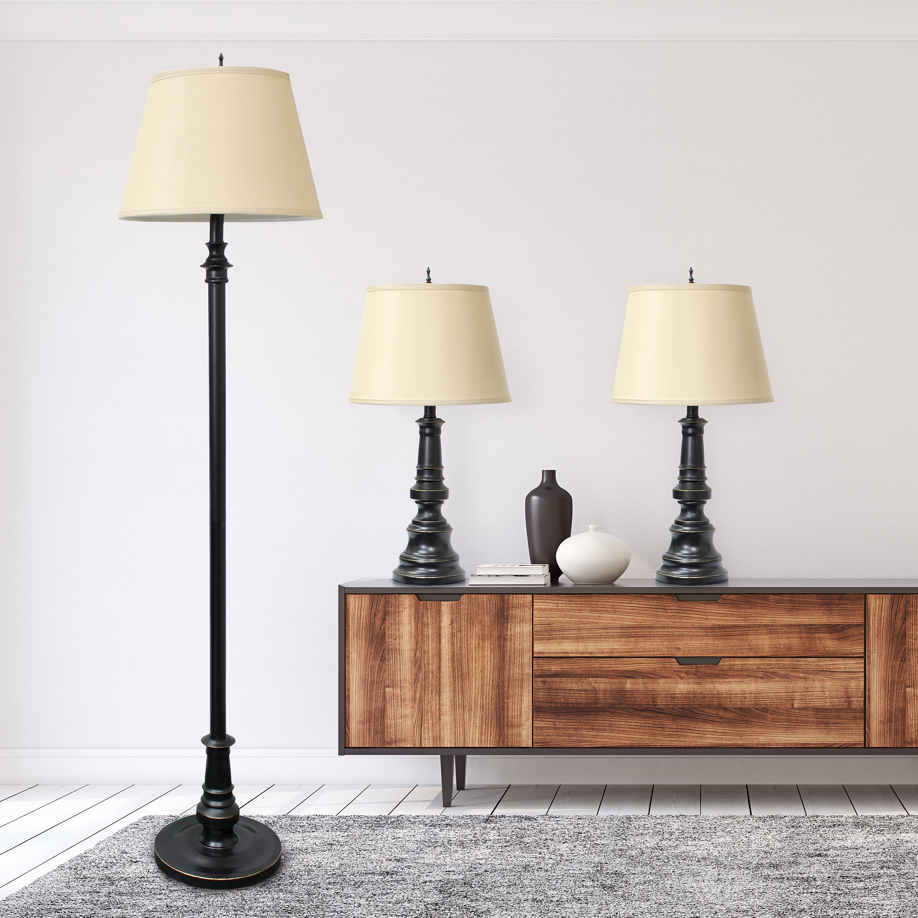 Lark Manor™ Altamae 25" Bronze Floor & Table Lamp Set & Reviews | Wayfair