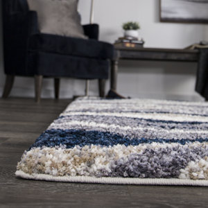 Wrought Studio™ Wrought Studio Avanelle Abstract Denim Shag Area Rug ...