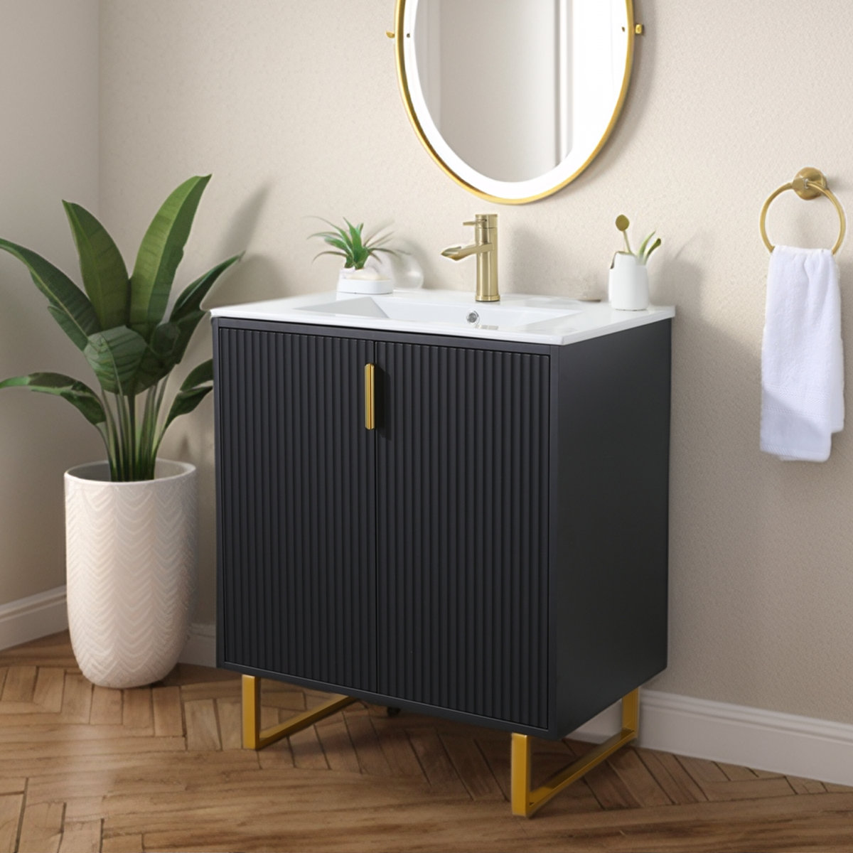 Mercer41 30" Free-standing Modern Single Bathroom Vanity Set(with ...